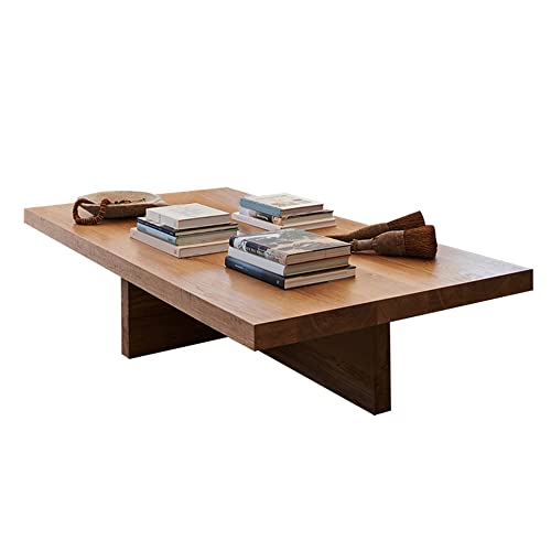 LITFAD Nordic Style Rectangle Coffee Table Solid Wood Cross Legs Cocktail Table Pine Living Room Table Hotel Homestay Log Tea Table - 63" L x 27.5" W x 18" H