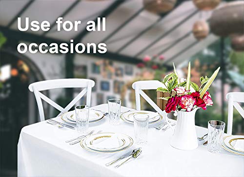 Sonluma 6 Pack 108" X 54" White Premium Disposable Plastic Tablecloth for 8ft Long Rectangle Tables, Waterproof Covers for Indoor or Outdoor Events & Parties