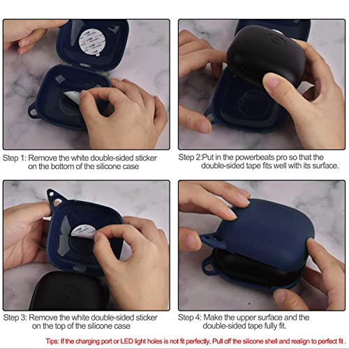 TOROTOP Case Compatible for Powerbeats Pro Case Cover,Anti-Lost & Shockproof Easy Carrying Silicone Case Accessories with Keychain and Soft Portable Storage Travel Carrying Case (Black)