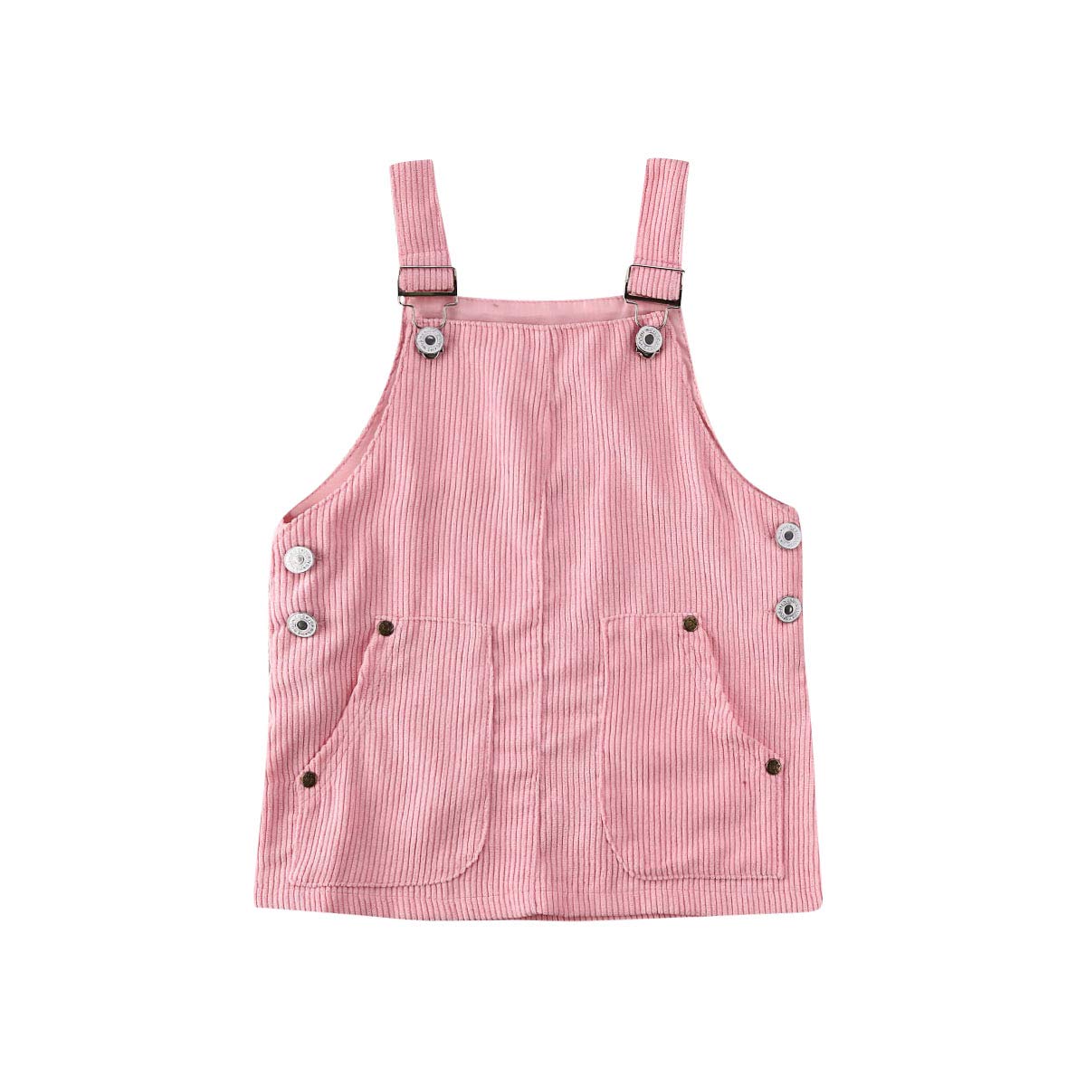Mubineo Toddler Baby Girl Corduroy Pocket Overall Dress Kids Casual Bib Dresses (Pink, 5T)