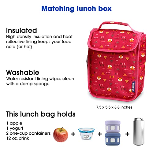 J World Lollipop Kids Rolling Backpack & Lunch Bag Set for Elementary School. Carry-On Suitcase with Wheels, Fox