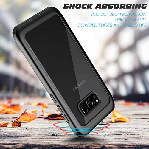 Pakoyi Samsung Galaxy S8 Plus Case, Full Body Bumper Case Built-in Screen Protector Slim Clear Shock-Absorbing Dustproof Lightweight Cover Case for Samsung Galaxy S8 Plus (Black/Clear)