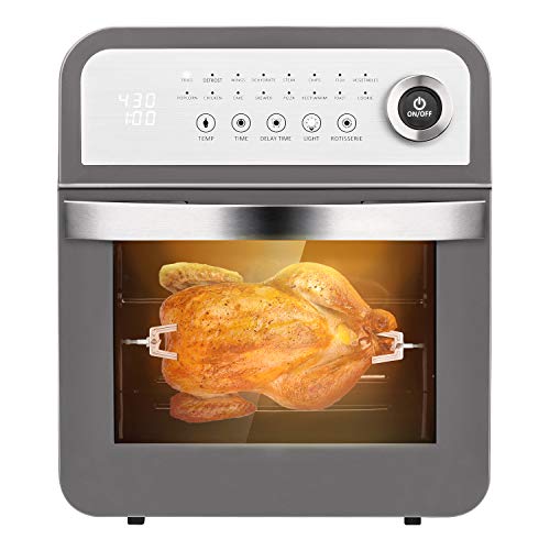 SchloĆ GAF12 Air Fryer Multifunction Toaster Oven Combo for Family with Baking Accessories and Recipe, 12Qt, Gray