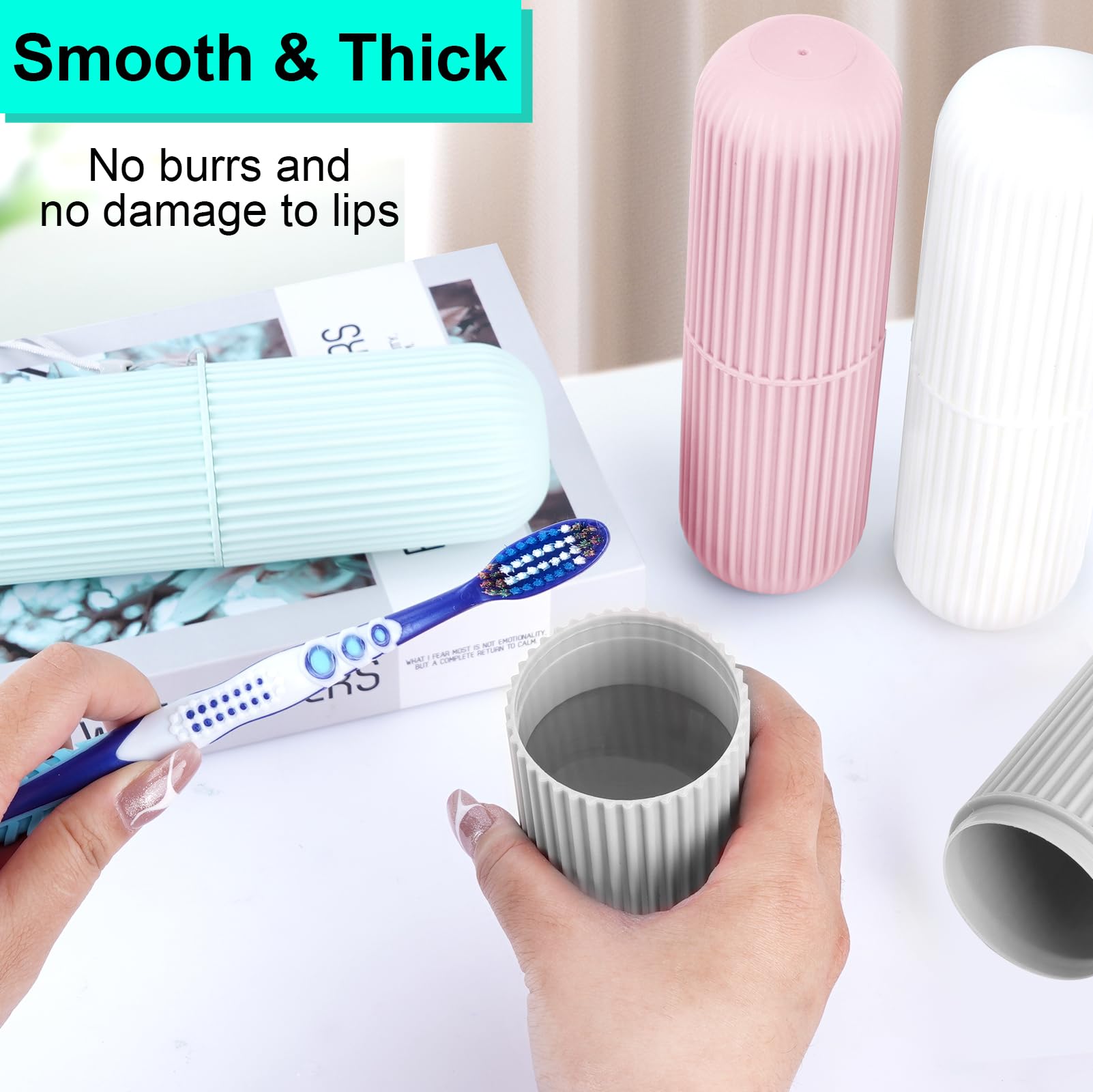 UCEC Toothbrush Case for Traveling, Portable Toothbrush Holders Travel Case, Toothbrush Holders for Travel, Camp, Home, School, Business, Bathroom, 2 Pack (Grey, White)
