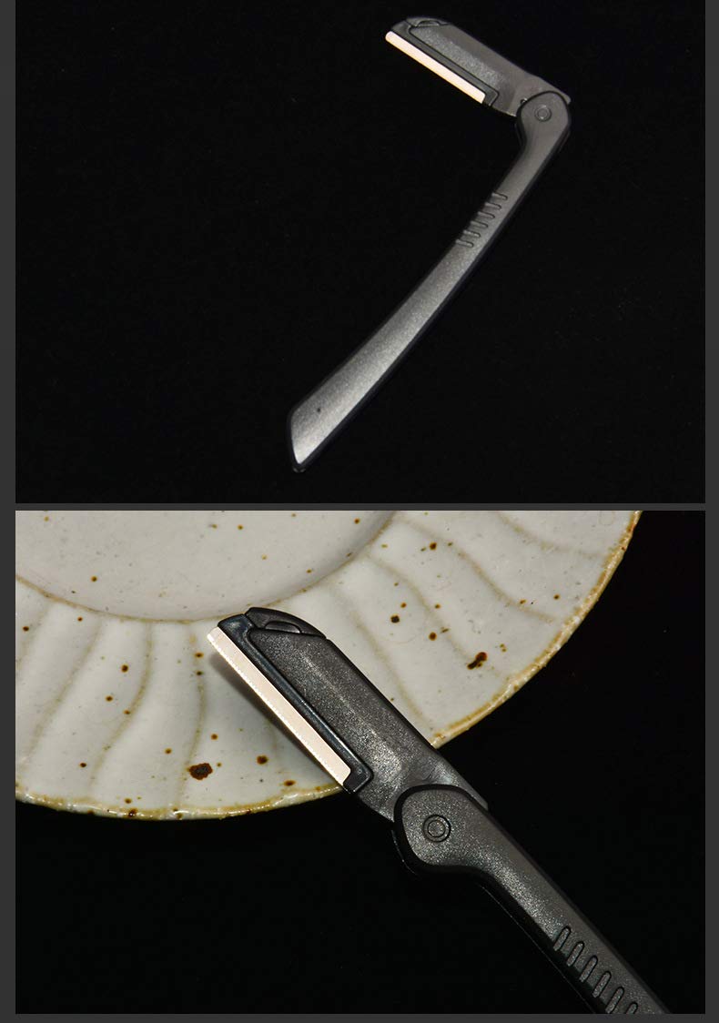 WOIWO 4 PCS Stainless Steel Black Macro Mesh Folding Eyebrow Shaping Knife For Men And Women Eyebrow Shaving Knife for Eyebrow Shaving Razor for Cosmetic Tools