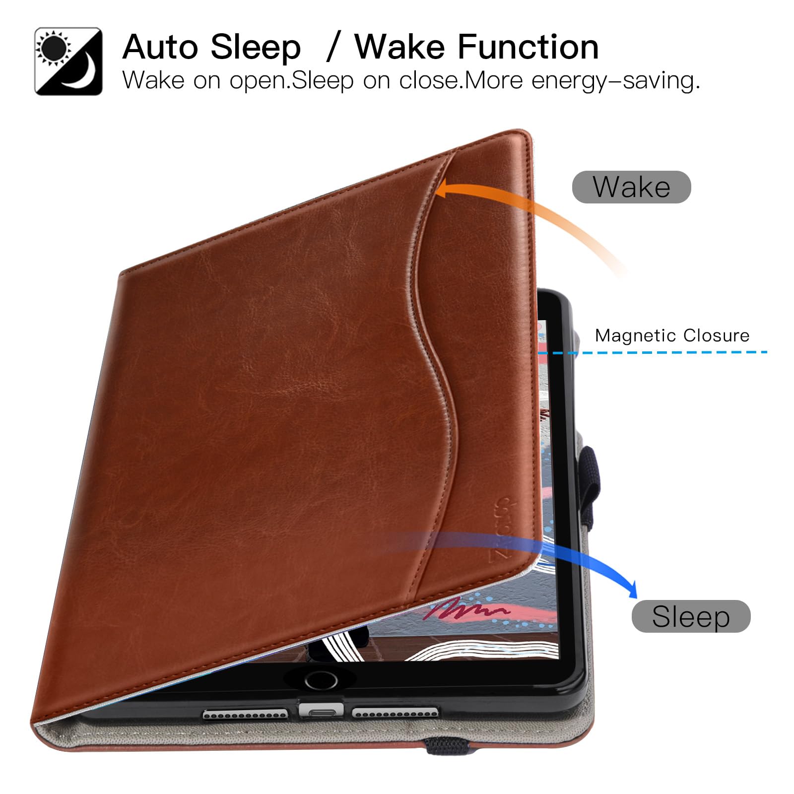 ZtotopCase for iPad Mini 5 2019/Mini 4 3 2 1 Case 7.9 Inch, Premium PU Leather Folio Stand Cover with Auto Wake/Sleep, Front Card Pocket for iPad Mini 5th/4th/3rd/2nd/1st Generation, Brown