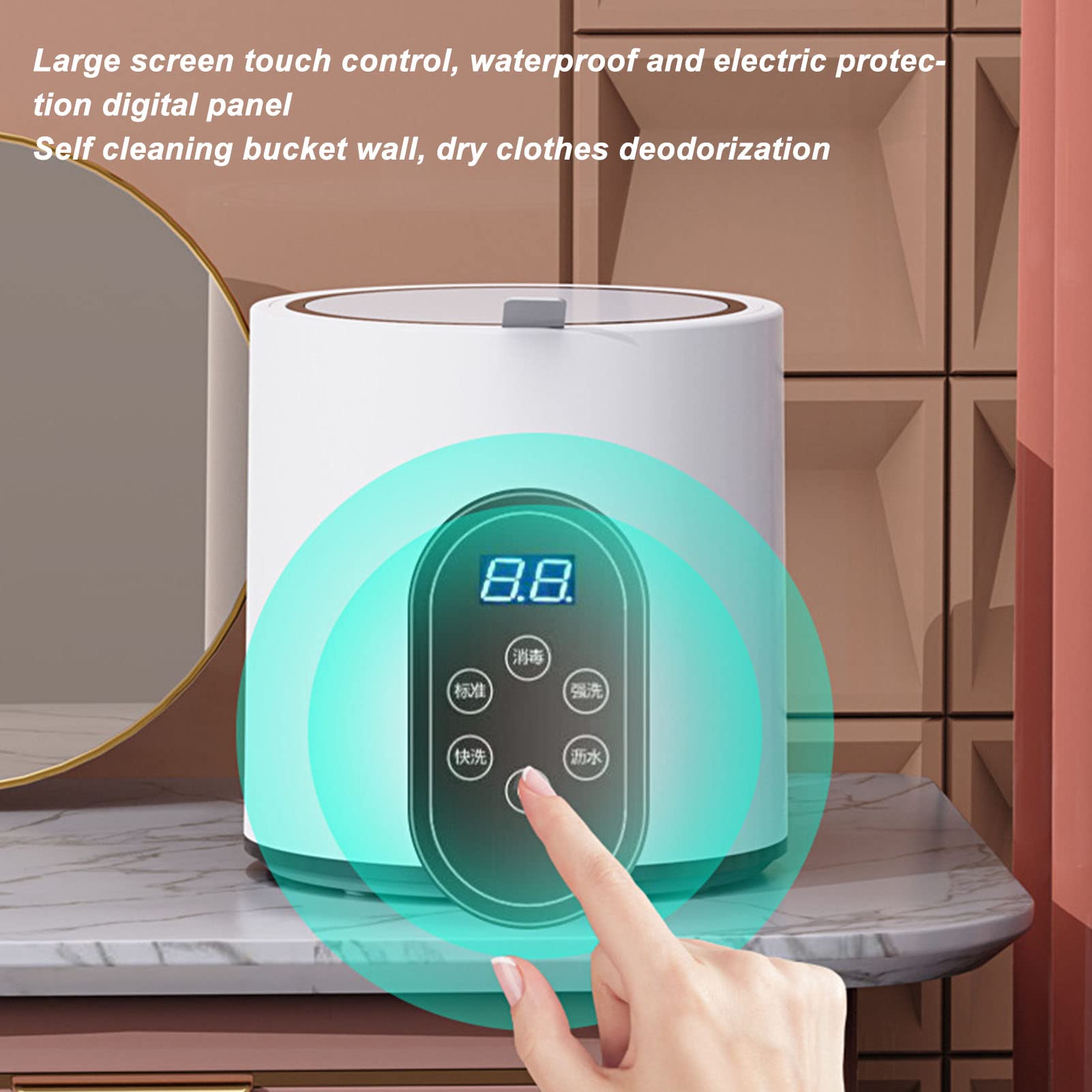 7 Liters Mini Washing Machine, Full Automatic Underwear Washer, Portable Washing Machine for Apartment, Laundry, Camping, RV, Travel, Quiet Operation, Ozone Function, Gift Choice