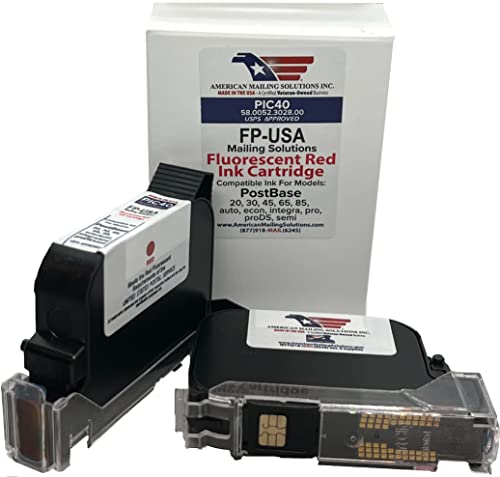 FP PostBase PIC40 High Capacity Fluorescent Red Ink Cartridge Set Franco Postalia