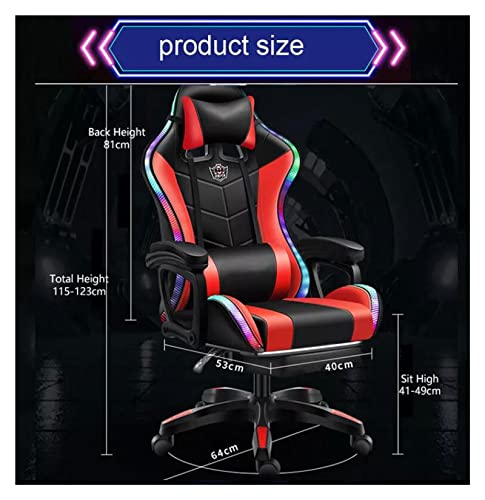 BOYIDAI Gaming Chair with Footrest, Ergonomic Gaming Chair with Speakers and LED Light High Back Massage Video Game Chairs Pu Leather Comfortable Computer Office Chair (Color : Red+Black)