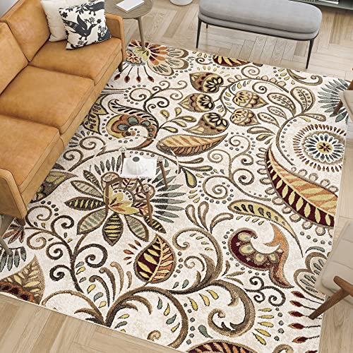 Ivory Modern 2x3 Entry Rug - Indoor Front Door Rug - Small Area Rug - Kitchen Rug - Bath Rug - Contemporary Carpet - Alfombras para Salas
