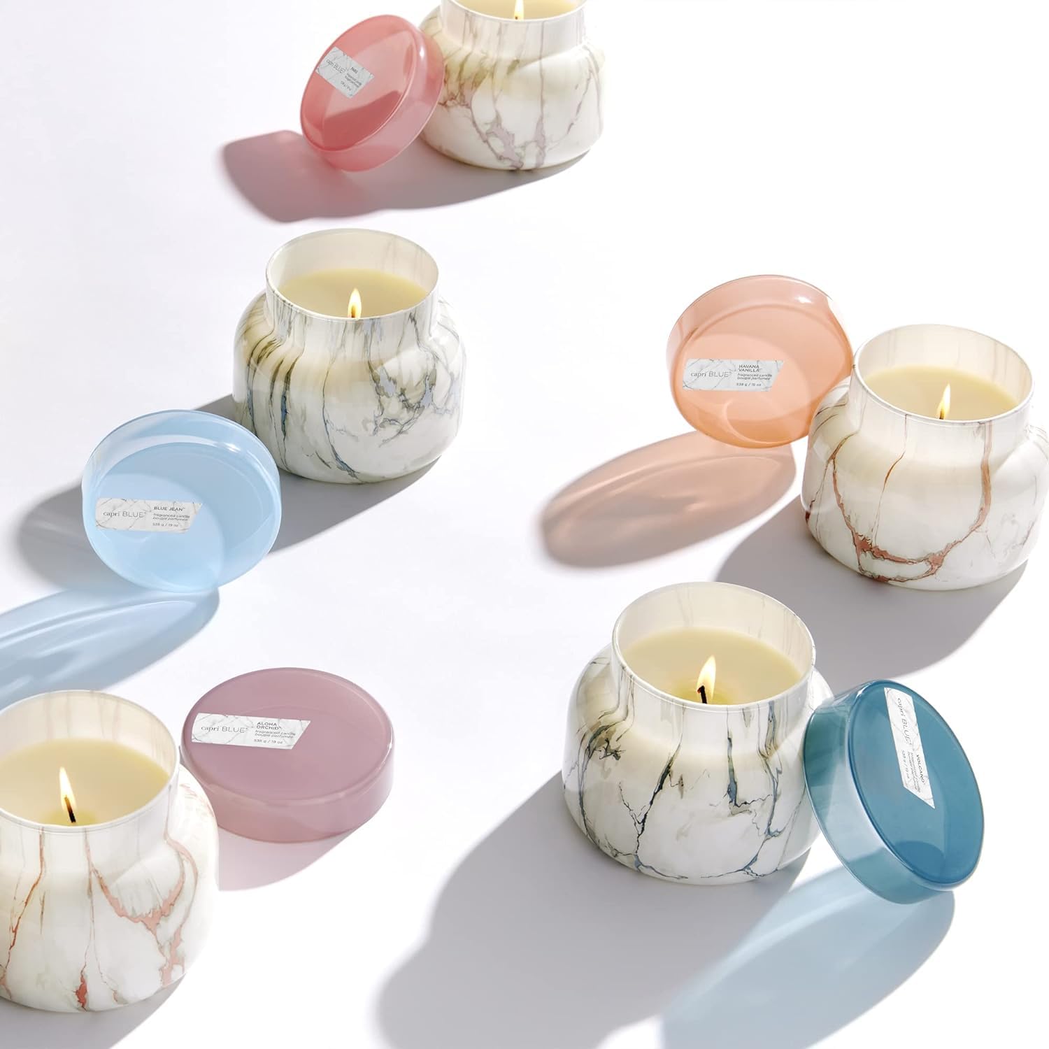 Capri Blue Candles - Modern Marble Jar Candles - Luxury Candles for Home Scented - Soy Candle Blend - Long Lasting Candles - Cute Candles - Volcano Scented Candles (19 oz)