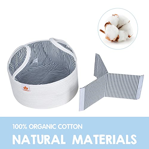 Large Baby Diaper Caddy Organizer 15"X7.4" Round Hanging Nursery Storage Bin Portable Changing Table/Car Travel Tote Bag Removable Inserts Newborn Registry Boy Girl Shower Rope Basket