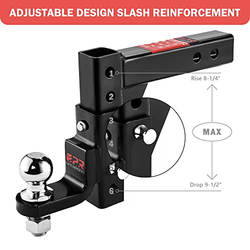 OPENROAD Adjustable Trailer Hitch Ball Mount Fits 2-Inch Receiver, 2" Tow Balls 7500lbs, 9-1/2" Drop/ 8-1/4" Rise Drop Hitch, Tow Hitch for Heavy Duty Truck with Stainless Steel Pins and Lock