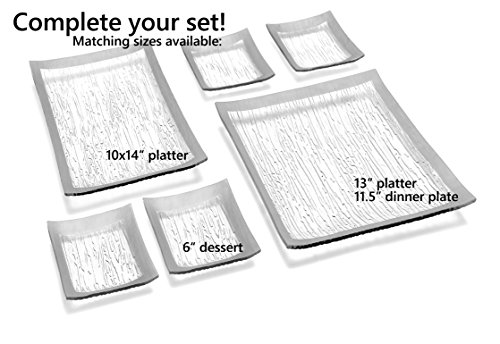 GAC Large 13 Inch Tempered Glass Tray Square Glass Platter Break and Chip Resistant – Oven/Microwave Safe – Dishwasher Safe – Decorative Charger Plate, Glass Serving Tray