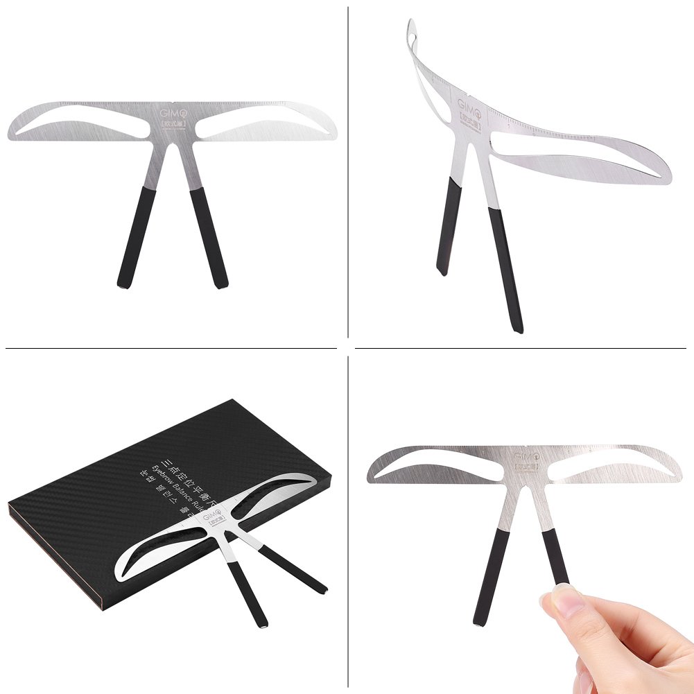 Eyebrow Shaping Stencil Kit Eyebrow Ruler Permanent Tattoo Makeup Stencil Shaper Extension Three-point positioning design Ruler Shape Stencil Stainless Steel Makeup Tool(European Style Eyebrow)