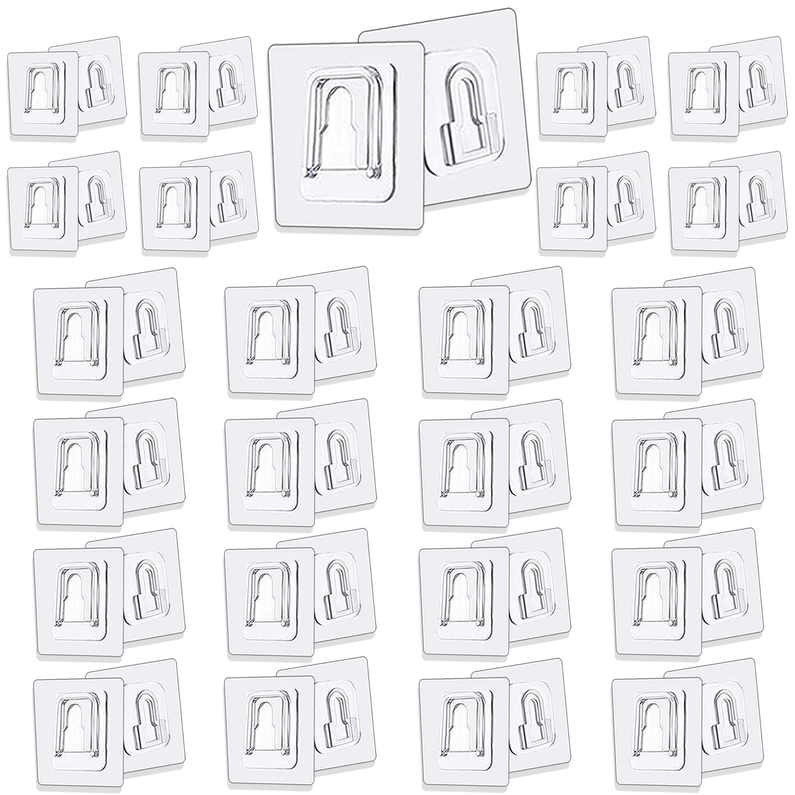 MAVGZUL 25 Pairs Double Sided Adhesive Wall Hooks, Transparent Self Adhesive Wall Hooks for Hanging, Clip Rain Adhesive Wall Hooks for Bathroom Kitchen Office