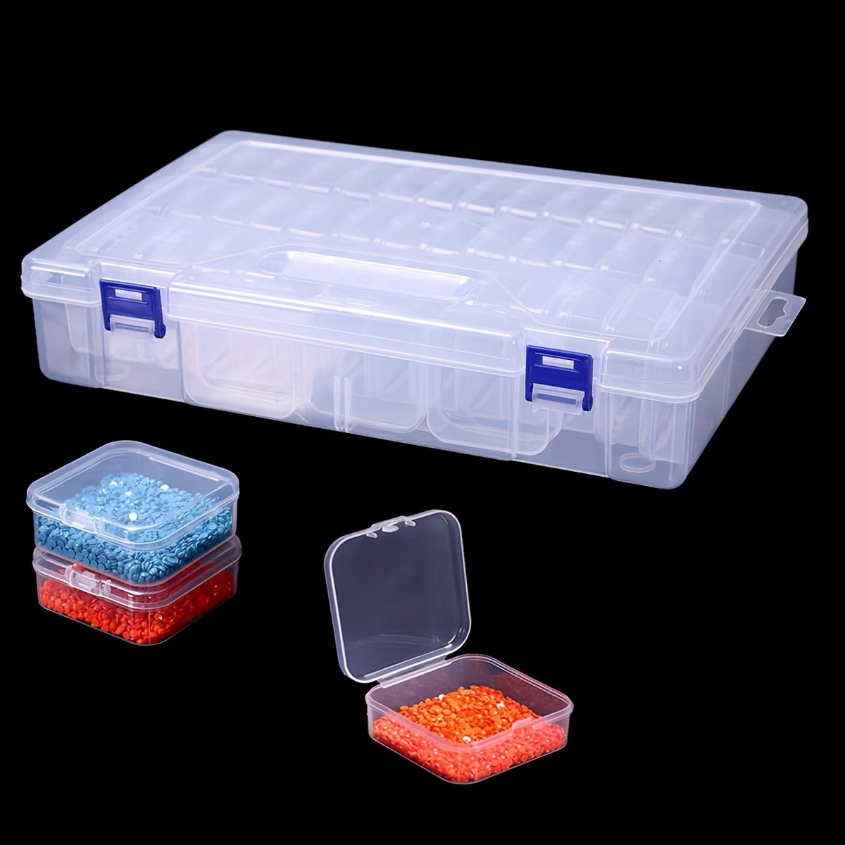 42pcs small clear plastic bead storage container boxes, mini container boxes, small containers with lids, for storing small items, handicrafts, nail art, jewelry, hardware, diamond paintings
