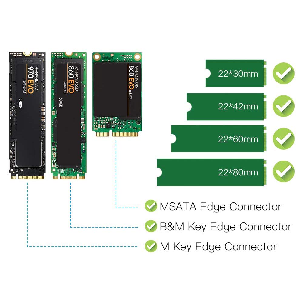 3 in 1 NGFF and MSATA SSD Card,M.2 NVME to PCIE/M.2 SSD to III/MSATA to for 2280/2260