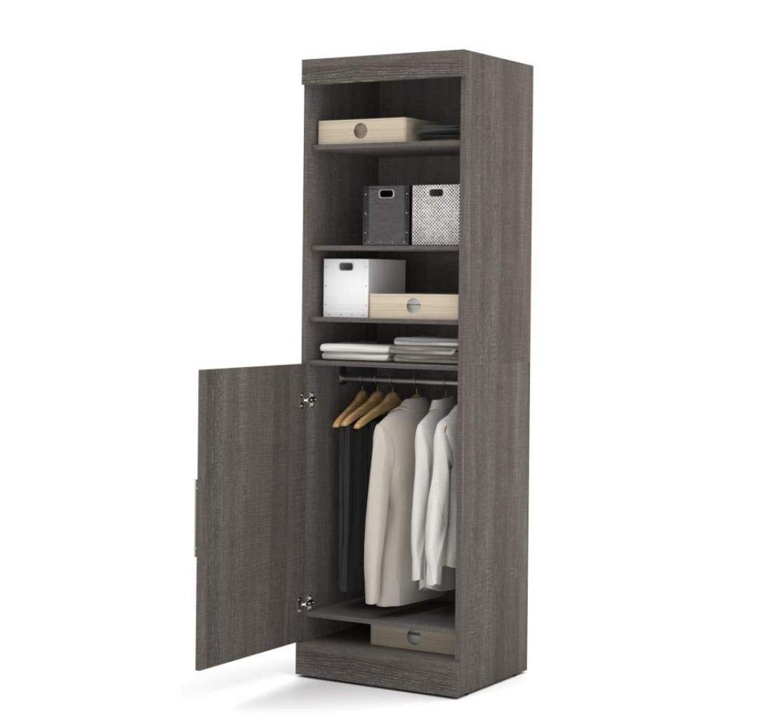 Bestar Nebula Shelving Unit with Door, 25W, Bark Grey