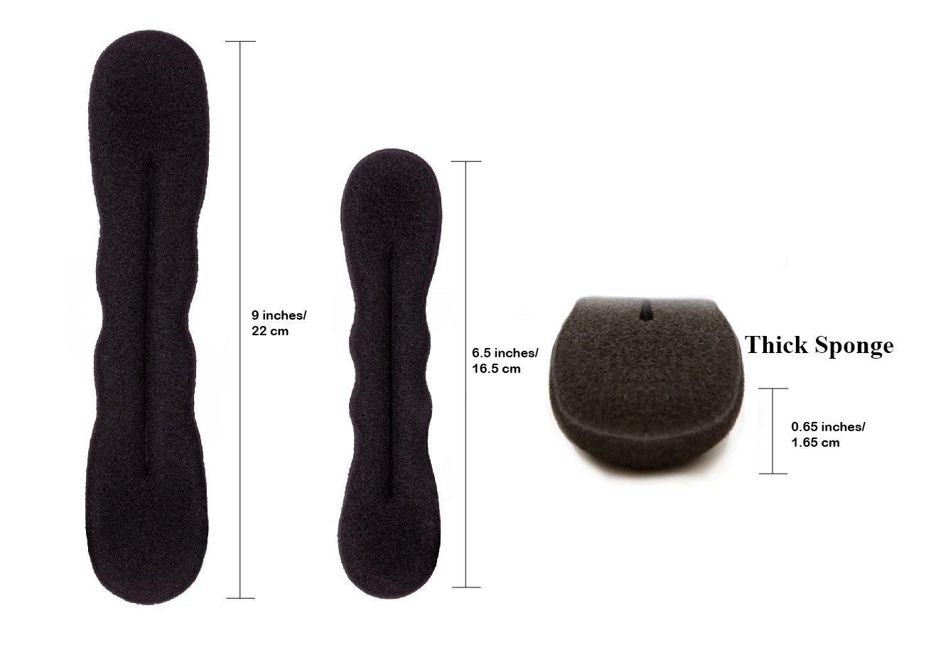 Beaute Galleria Magic 4 Pieces Black Foam Sponge Twist Shapers, Hair Bun Maker, Hair Donuts for Ballet Buns (2 Small, Large)