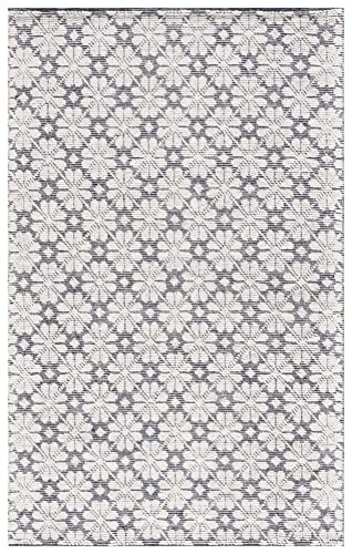 MARTHA STEWART x SAFAVIEH 6' x 9' Ivory/Navy MSR3503N Handmade Contemporary Floral Wool Area Rug