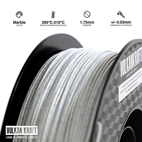 Vulkankraft Premium Marble PLA Filament for 3D Printing, 1.75mm, 1KG, Testing Pack Available, Less Prone to Warping, High Printability, Reduced Chance of Clogging