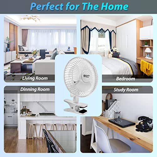 Comfort Zone CZ6CBK 6" Quiet Portable Indoor 2-Speed Desk Fan with Clip and Fully Adjustable Tilt, Black