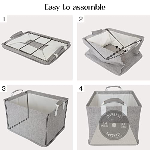 LoforHoney Home Bundle- Storage Bins with Metal Frames Light Gray Jumbo 2-Pack & 4-Pack