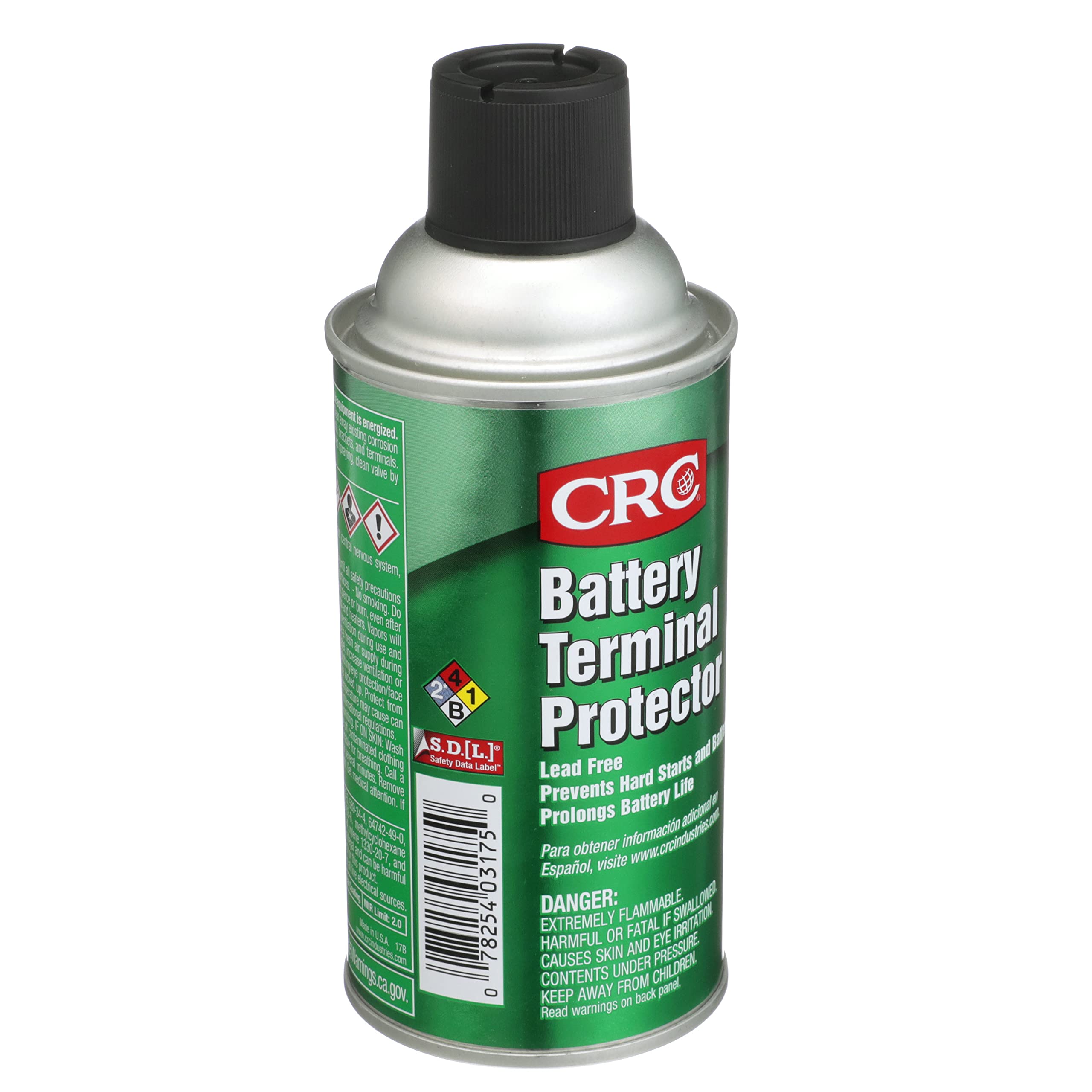 CRC Battery Terminal Protector, 7.5 Wt Oz, Lead-Free, Enhances Battery Life, Prevents Corrosion-Related Leakage, Aerosol Spray