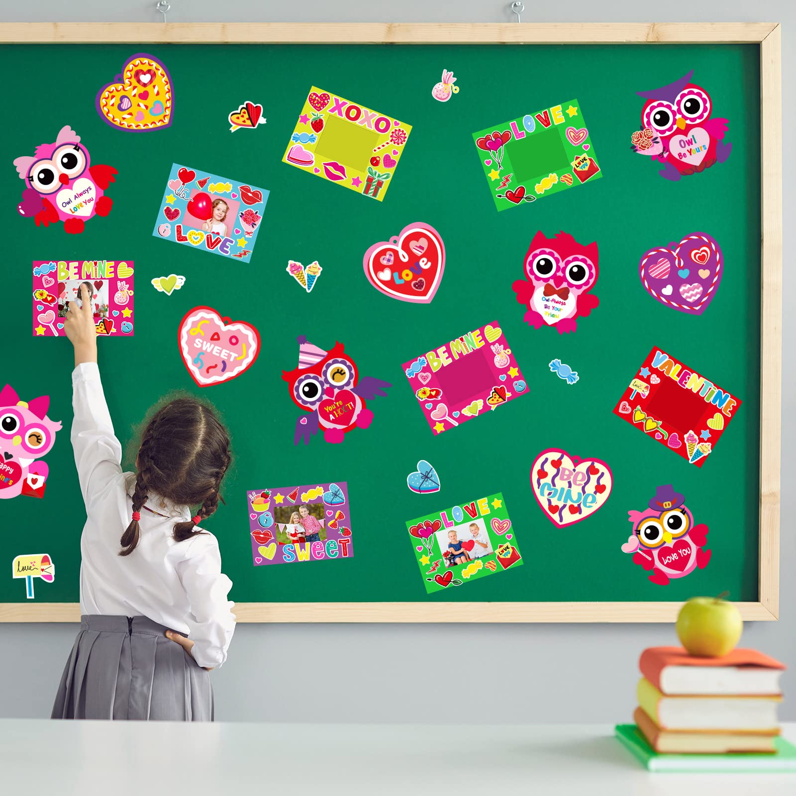chiazllta 30 PCS Valentine's Day Craft Kits DIY Owl Craft for Kids Valentine's Heart Craft Make Your Own Owl Bulk Set for Home Classroom Game Activities