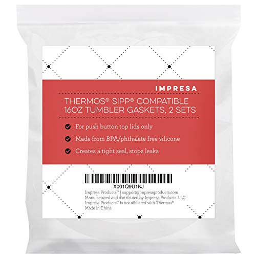 IMPRESA 2 Sets of Gaskets for Thermos Sipp (TM) 6 Ounce Travel Tumbler / Mug Gaskets / Seals - BPA-/Phthalate-/Latex-Free - 2 Full Replacements Per Kit