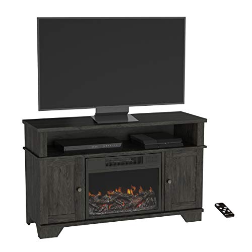 45-Inch Long Electric Fireplace TV Stand Entertainment Center Console with Remote, LED Flames, Adjustable Heat by Northwest (Black)