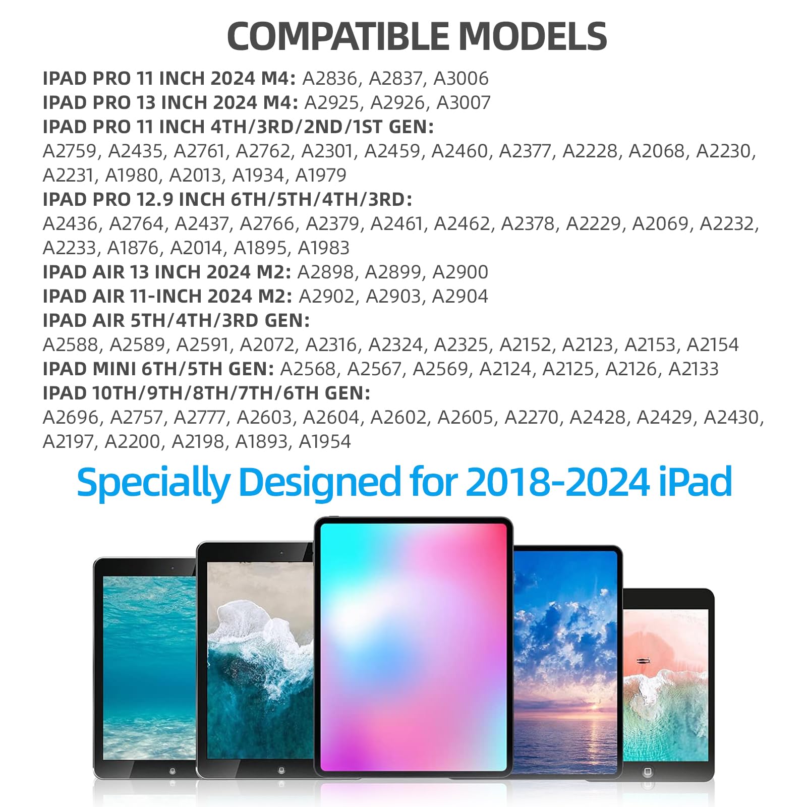 Stylus Pencil for iPad Pro 2024 13/12.9/11 inch M4, with 0.5h Fast Charge Palm Rejection for iPad Air 11/13 M2 6th/5th/4th/3rd, iPad 10th/9th/8th/7th/6th, iPad Mini 6th/5th