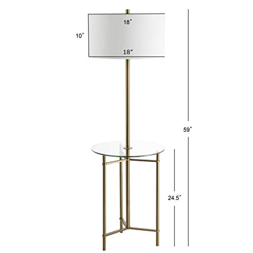JONATHAN Y JYL3059A Charles 59" Metal/Glass LED Side Table and Floor Lamp Contemporary,Transitional for Bedrooms, Living Room, Office, Reading, Brass