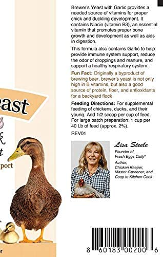 Fresh Eggs Daily Brewer's Yeast with Garlic Powder and Niacin for Ducks Feed Supplement Vitamins for Backyard Chickens 5LB
