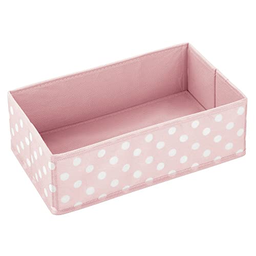 mDesign Fabric Drawer Organizer Bins, Kids/Baby Nursery Dresser, Closet, Shelf, Playroom Organization, Hold Clothes, Toys, Diapers, Bibs, Blankets, 3 Pack - Pink/White Polka Dot