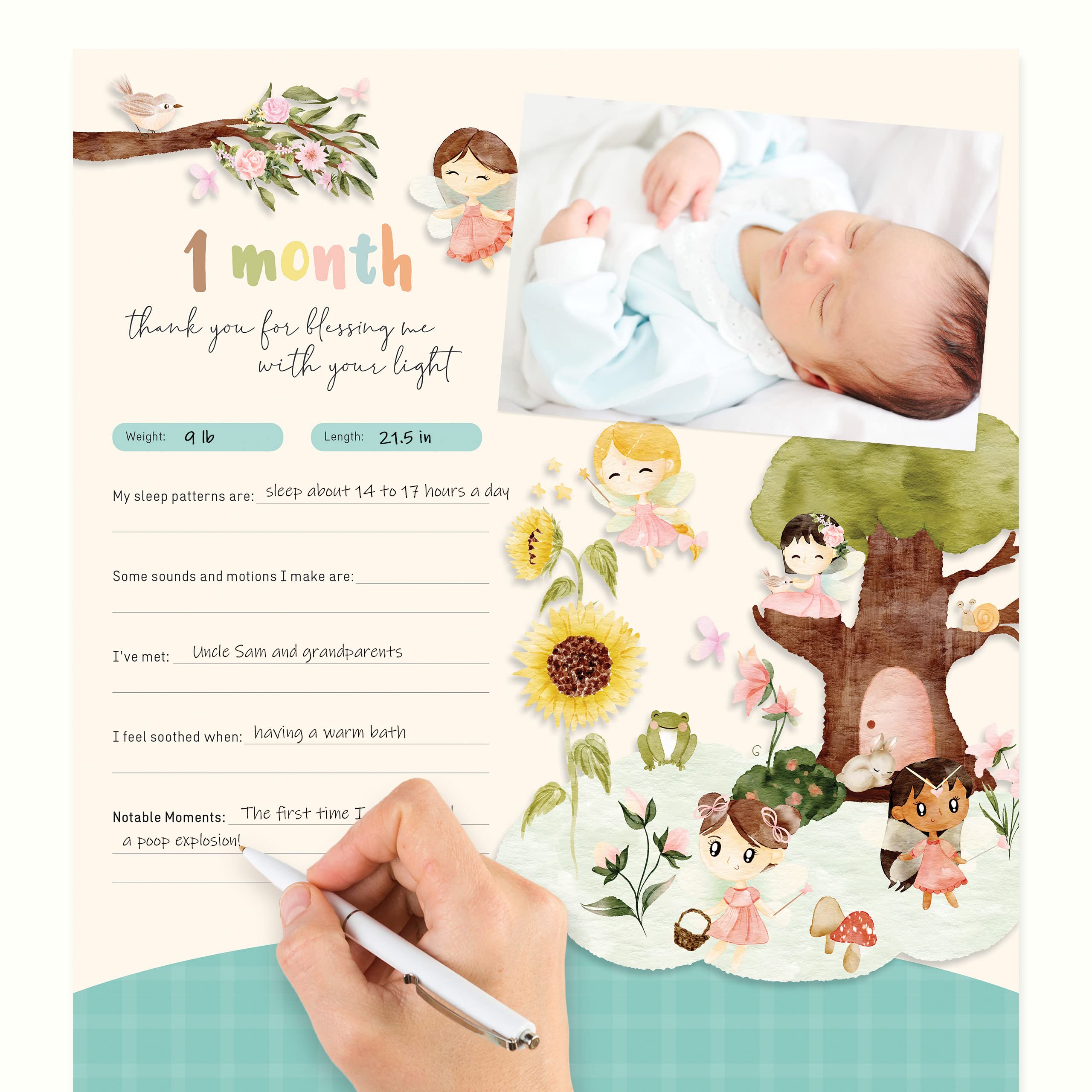 Baby's First Year Book & Calendar with 54 Stickers By Bright Day β Capture Milestones with Baby's First Year Calendar β Keepsake Memory Journal for Newborns
