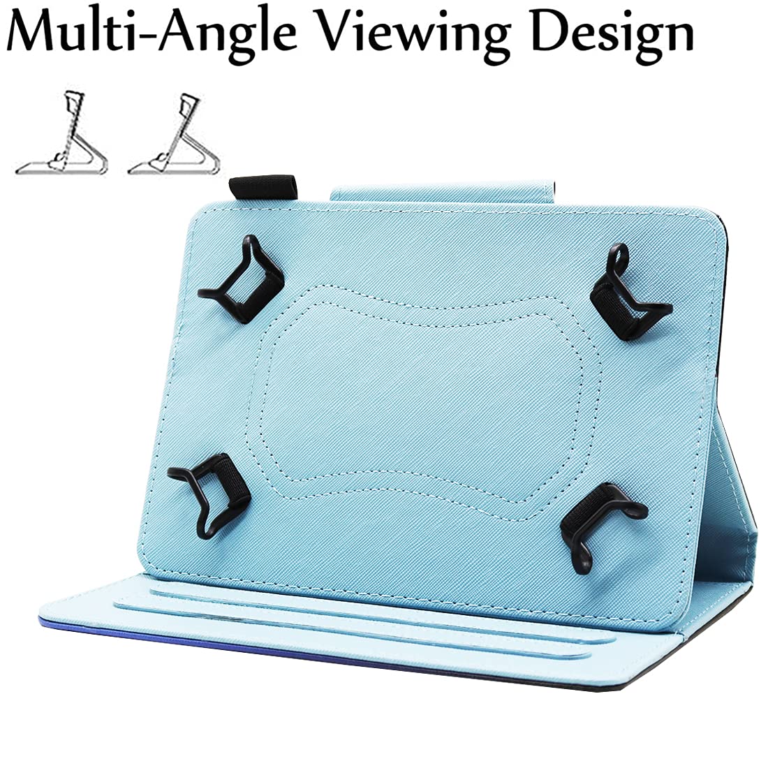 Nannxiebky Universal 10 10.1 Inch Android Tablet Case, Multi-Angle Viewing Stand PU Leather Wallet Tablet Case for 9 10 10.1 Inch and More 9.0" - 10.5" Tablet, Purple Butterfly