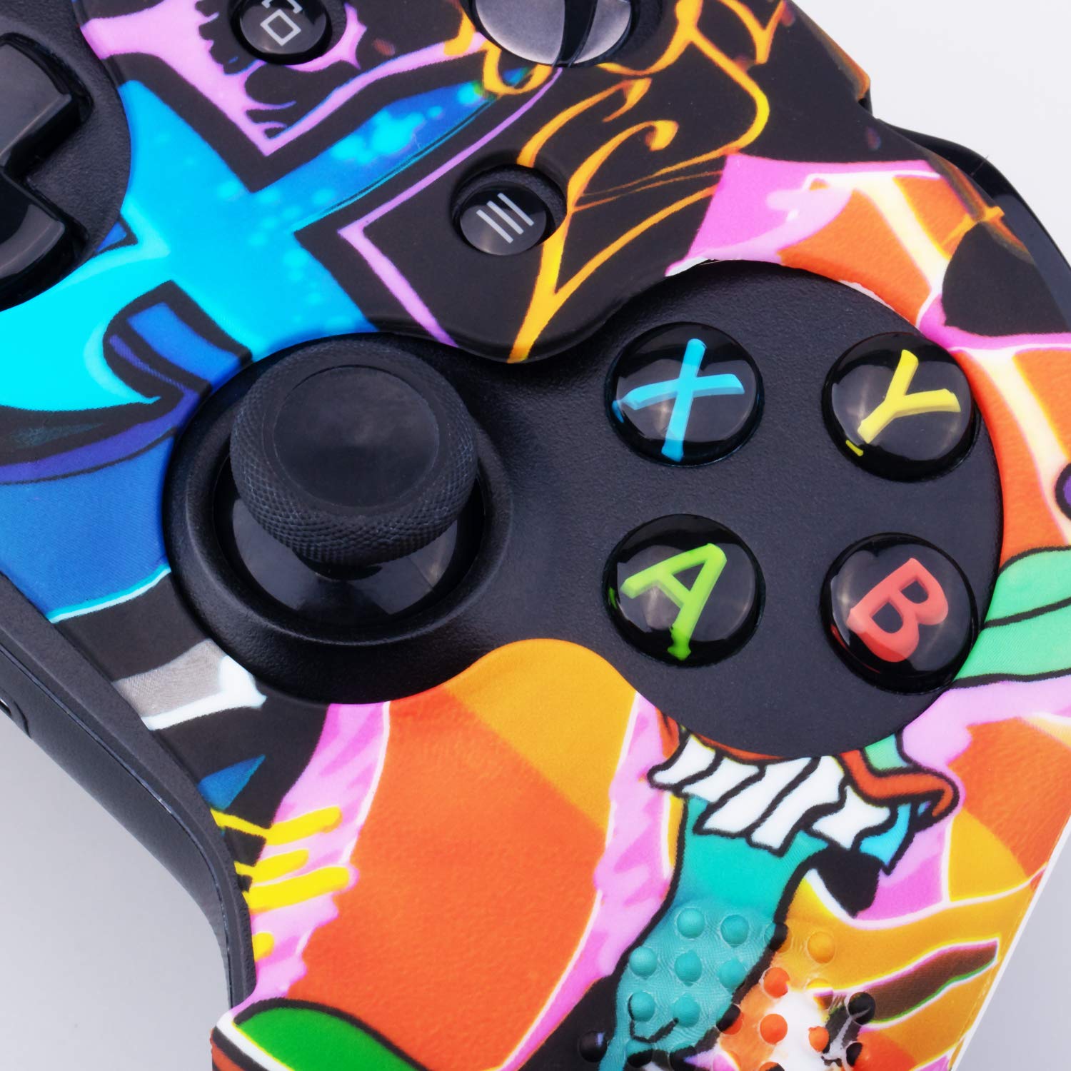 9CDeer Studded Protective Customize Transfer Printing Silicone Cover Skin Sleeve Case + 8 Thumb Grips Analog Caps for Xbox One/S/X Controller Graffiti Compatible with Official Stereo Headset
