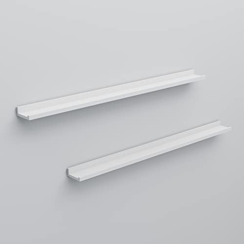 love furniture Floating Shelves Wall Mounted Set of 2, 59 Inch White Wall Mounted Wood Shelves for Bedroom, Living Room, Bathroom, Kitchen