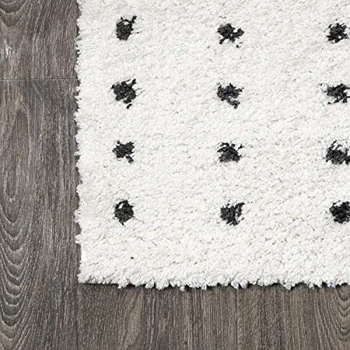 JONATHAN Y MOH400A-3 Pele Modern Geometric Shag Indoor Area-Rug Bohemian Polka Dot Easy-Cleaning Bedroom Kitchen Living Room Non Shedding, 3 X 5, White/Black