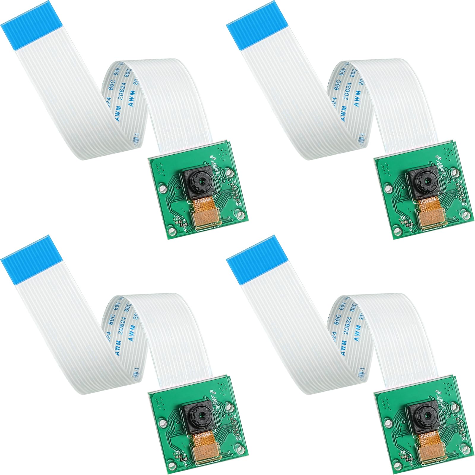 Weewooday 4 Pieces 5 Megapixels 1080p Sensor OV5647 Mini Camera Module with 6 Inch 15 Pin Ribbon Cable Compatible with Raspberry Pi Model A B B+, 2 and 3, 3 B+, Pi 4