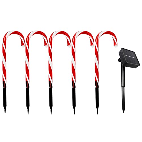 Christmas Candy Cane Lights,Solar Christmas Cane Light, Set 1 for 5 Waterproof Christmas Plug-in Lamp, LED Home Garden Courtyard Lawn Decoration Lights