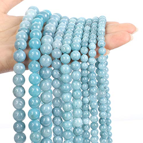 45pcs 8mm Blue Chalcedony Jades Natural Stone Beads for Jewelry Making,Energy Stone Healing Power,Enjoy DIY Fun