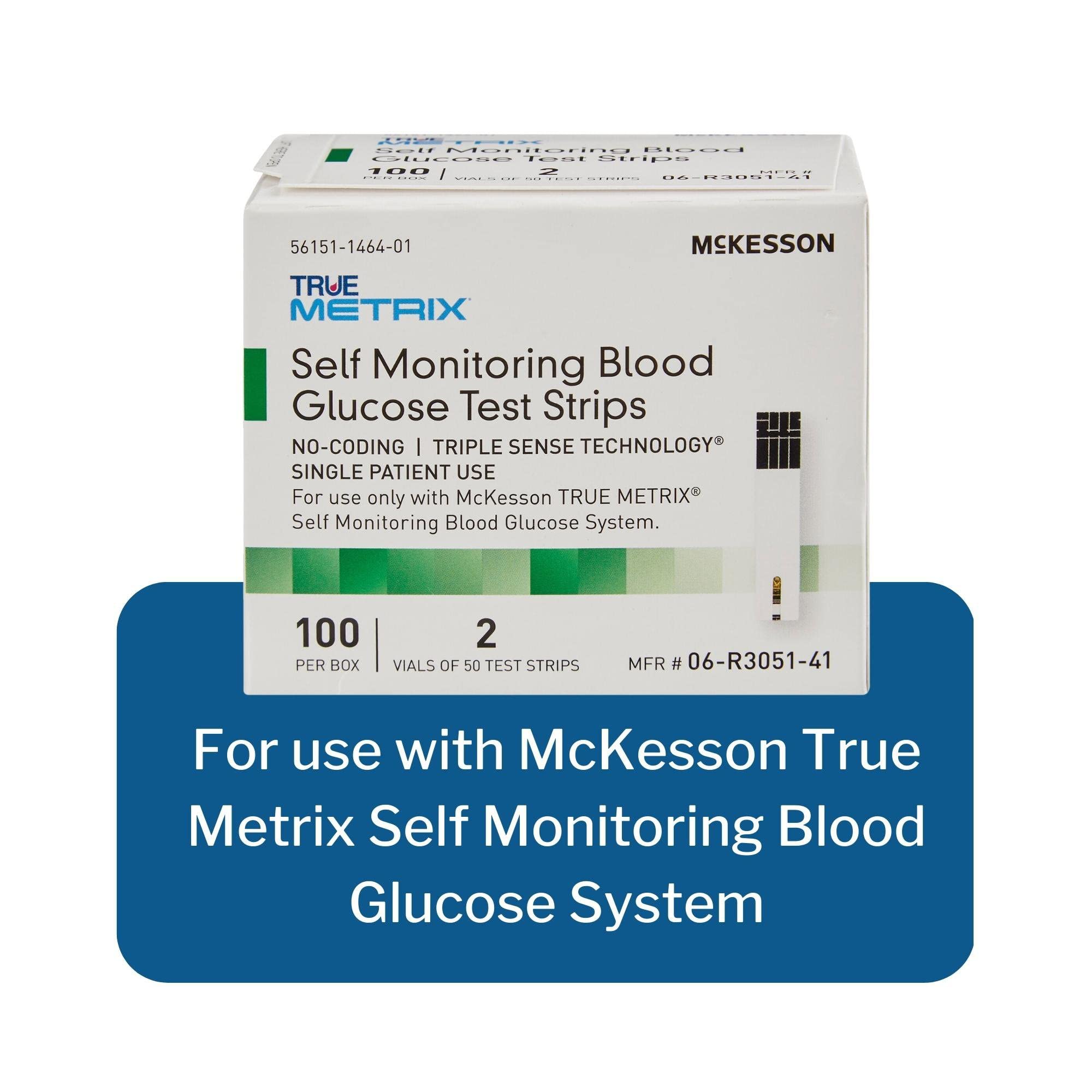McKesson TRUE METRIX Self-Monitoring Blood Glucose Test Strips - Supplies for Diabetes Self Monitor Systems, 100 Strips, 2 Packs, 200 Total