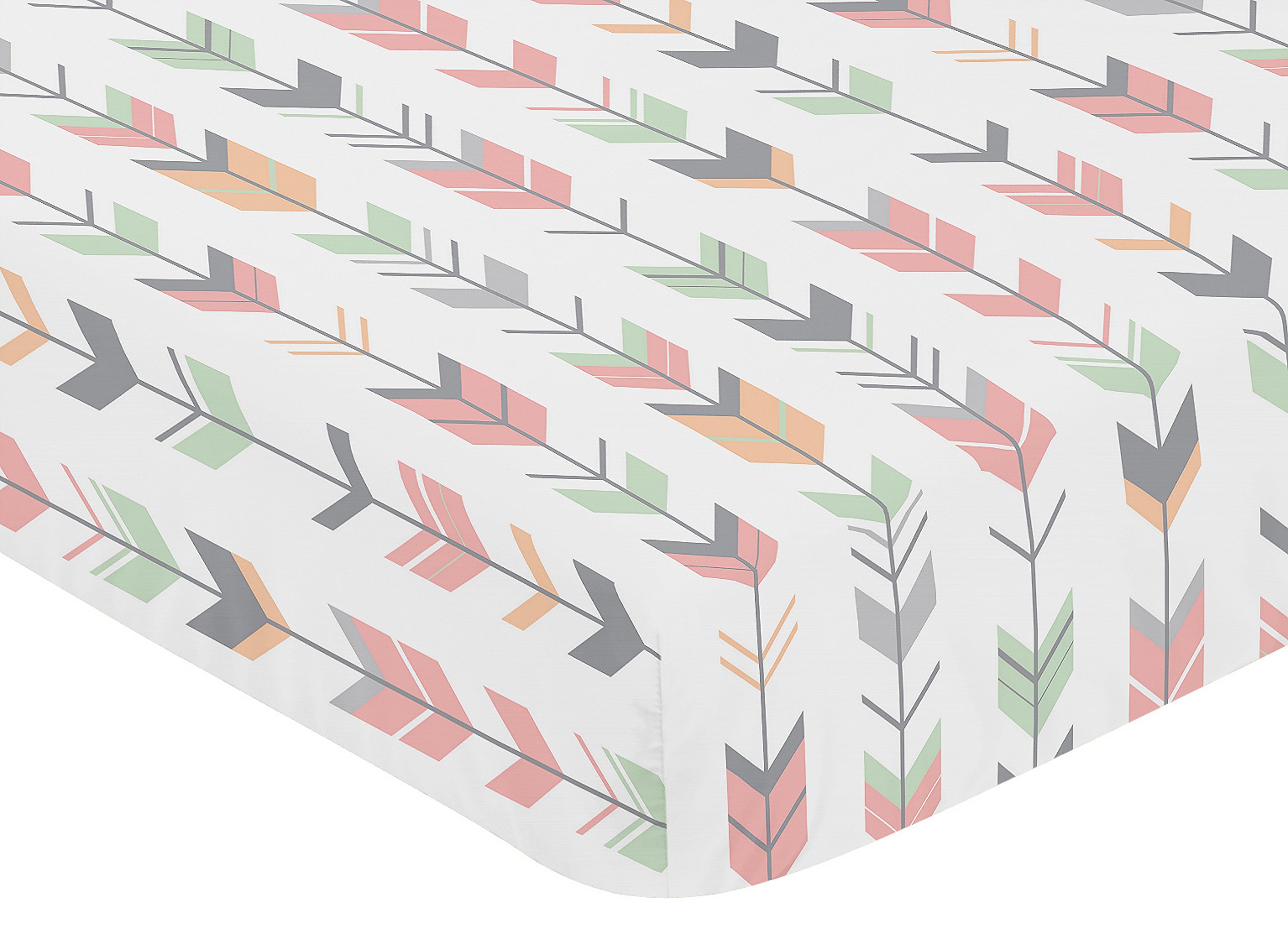 Fitted Crib Sheet for Grey, Coral and Mint Woodland Arrow Baby/Toddler Bedding Set Collection - Arrow Print