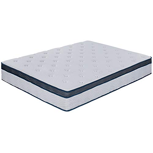 Olee Sleep 12 Inch Euro Top Gel Memory Foam Spring Hybrid Mattress Full, Mid Night, Mattress In a Box, CertiPUR-US Certified, Queen
