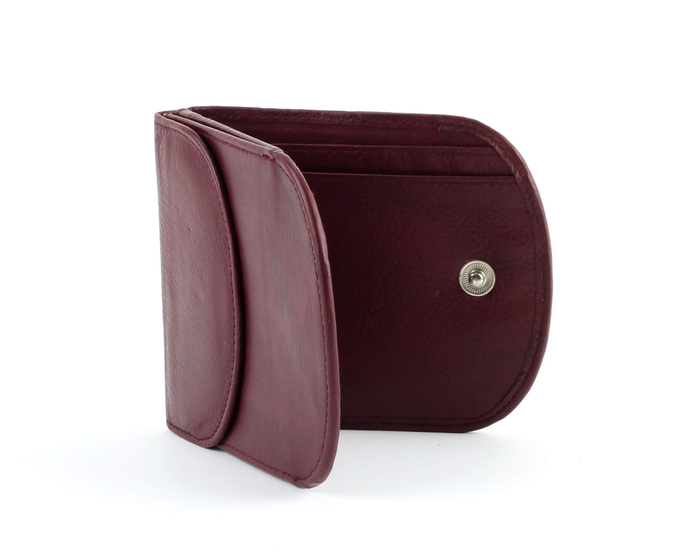 Bacci Leather Impressions Taxi Wallet - Soft Leather, Compact & Snap Pocket on Front, Folding Wallet, Small ID Cards & Coins Holder, Pouch for Men & Women, Coin Case ( Leather, Red)