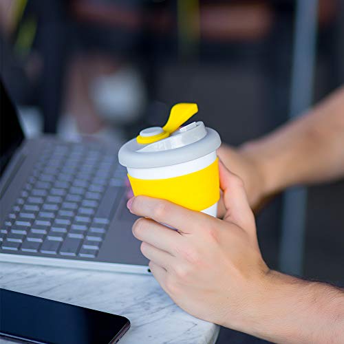 MOCHIC CUP Reusable Coffee Cup with Lid Portable Travel Mug with Non-Slip Sleeve BPA Free Dishwasher and Microwave Safe Friendly Coffee Mug (Orange,16oz)