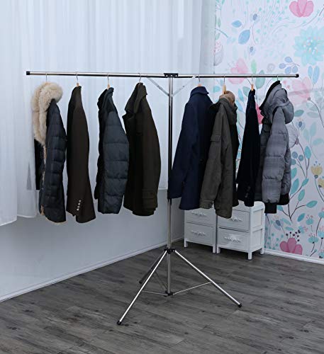 exilot Foldable Portable Space Saving Clothes Drying Rack, Heavy Duty Stainless Steel Laundry Drying Racks, Adjustable High Capacity Garment Rack, with Windproof Hooks.